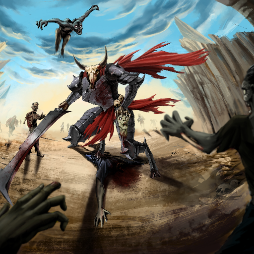 wobbly-bat189: the face of Minotaur skeleton warrior, holding a two ...