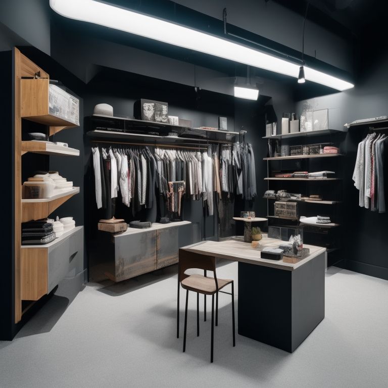 futura_black: interior design, showroom, reused furniture, 3 x 3 area ...