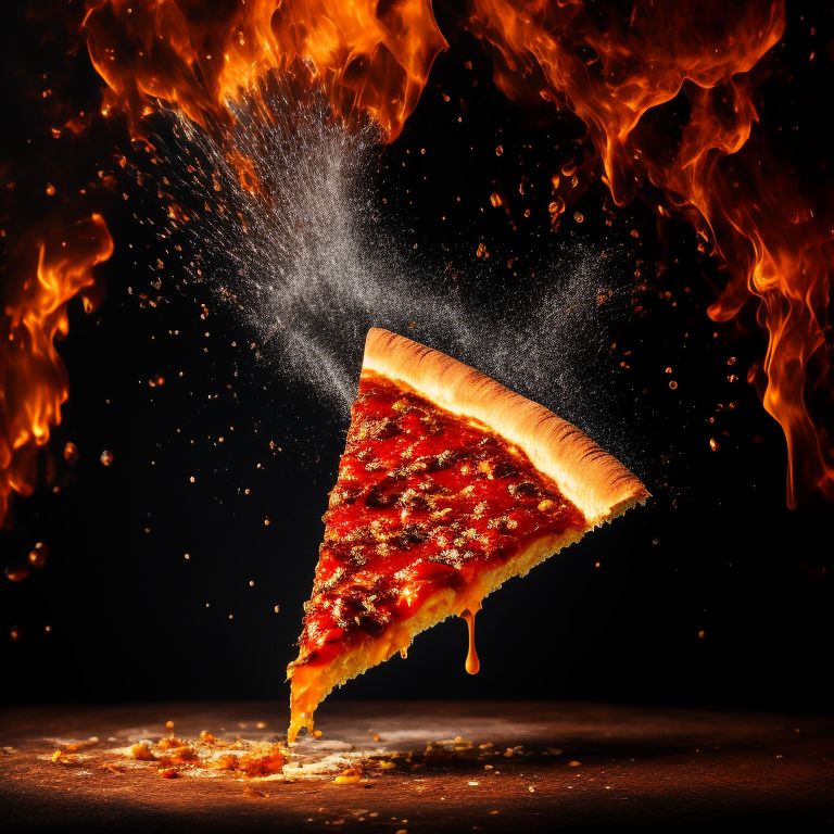addison: A delicious slice of pizza is seen melting in front of a black ...