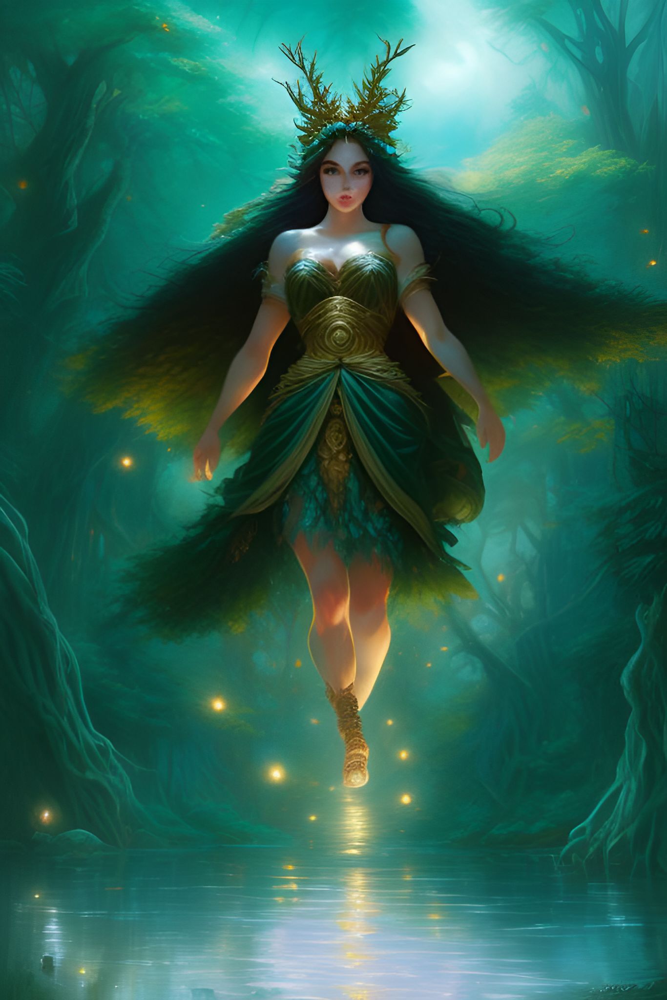 Osneysjc: forest goddess flying / dense forest background / fantasy art ...