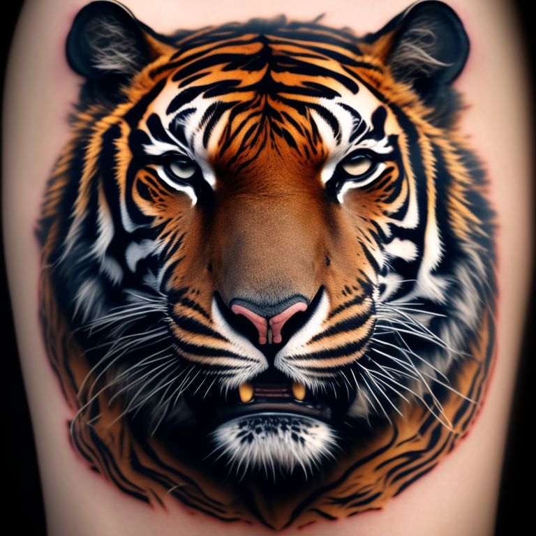 Tiger Face Chest Tattoo