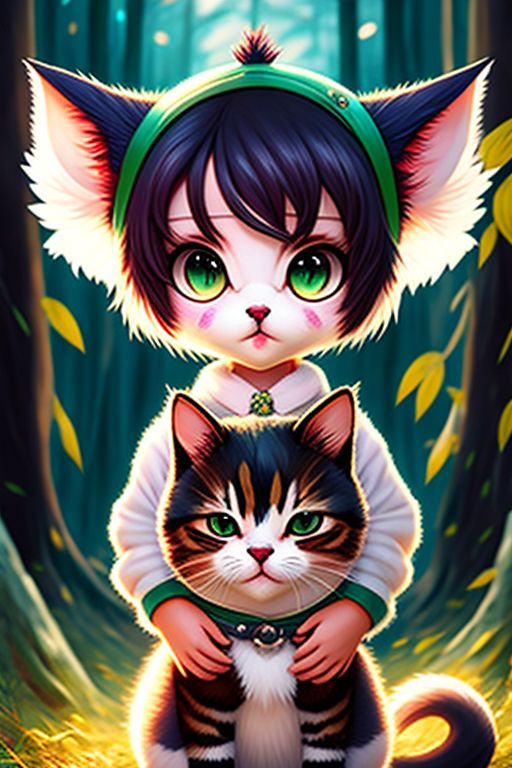 purple-quail158: a cute cat in a green forest