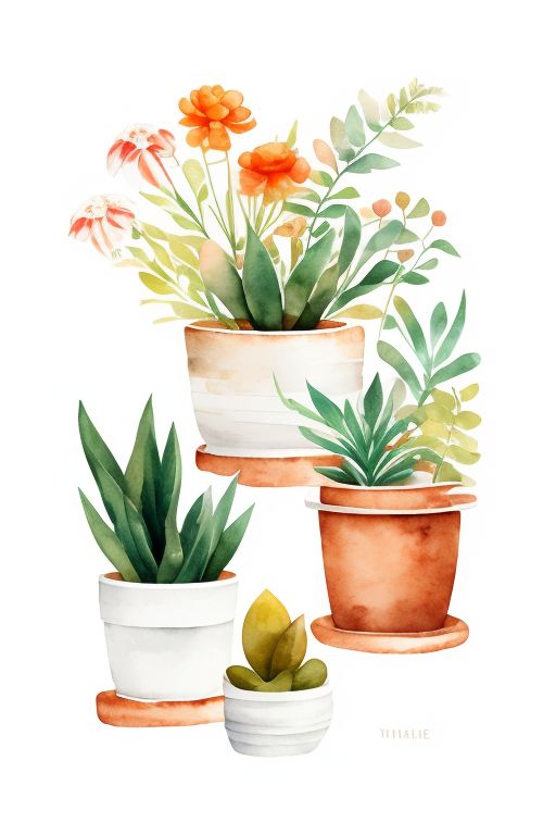 petty-jackal692: Eclectic art, plants in terracotta pots