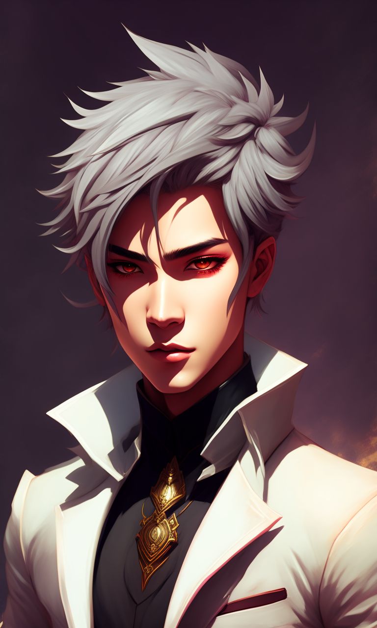 recent-horse41: young man, with a white and gray suit, short brown hair ...