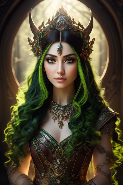 dreary-wren426: a moon goddess with two colored split hair (brown and ...