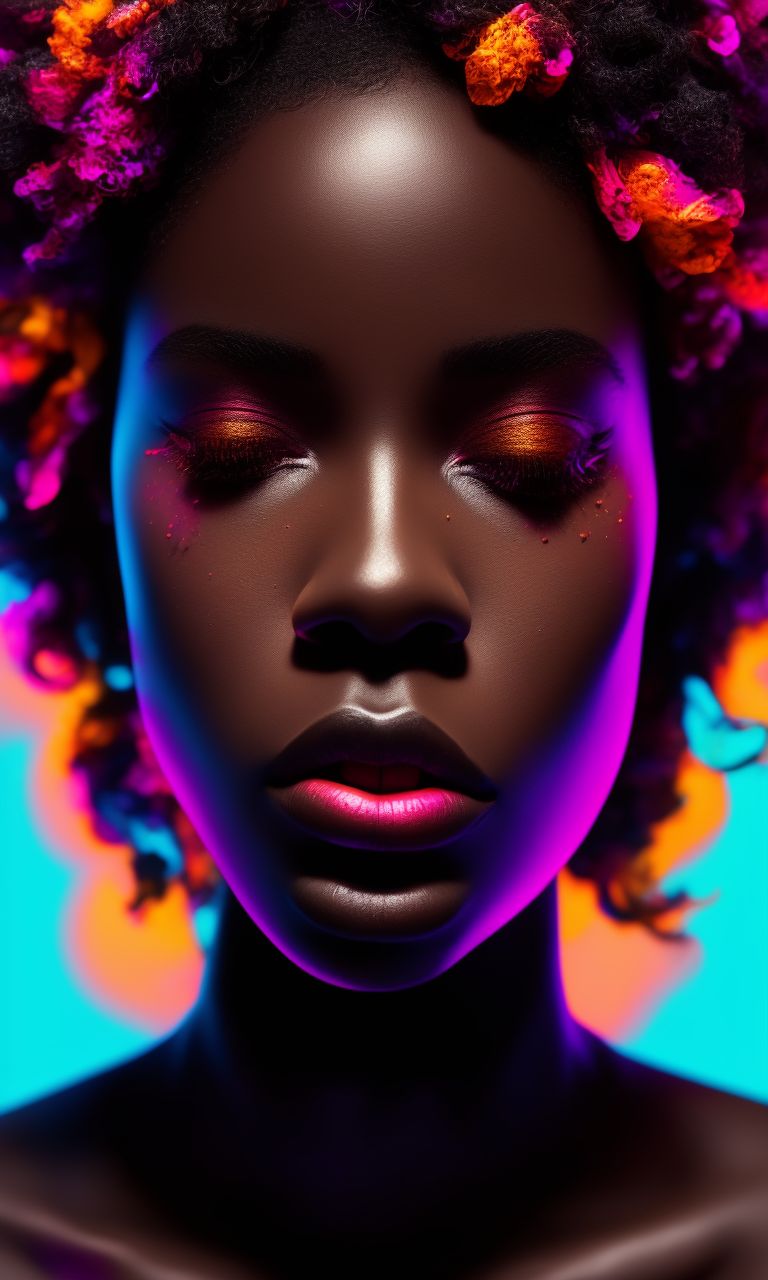 medical-crow310: Black Woman Face, brown skin, splash colors