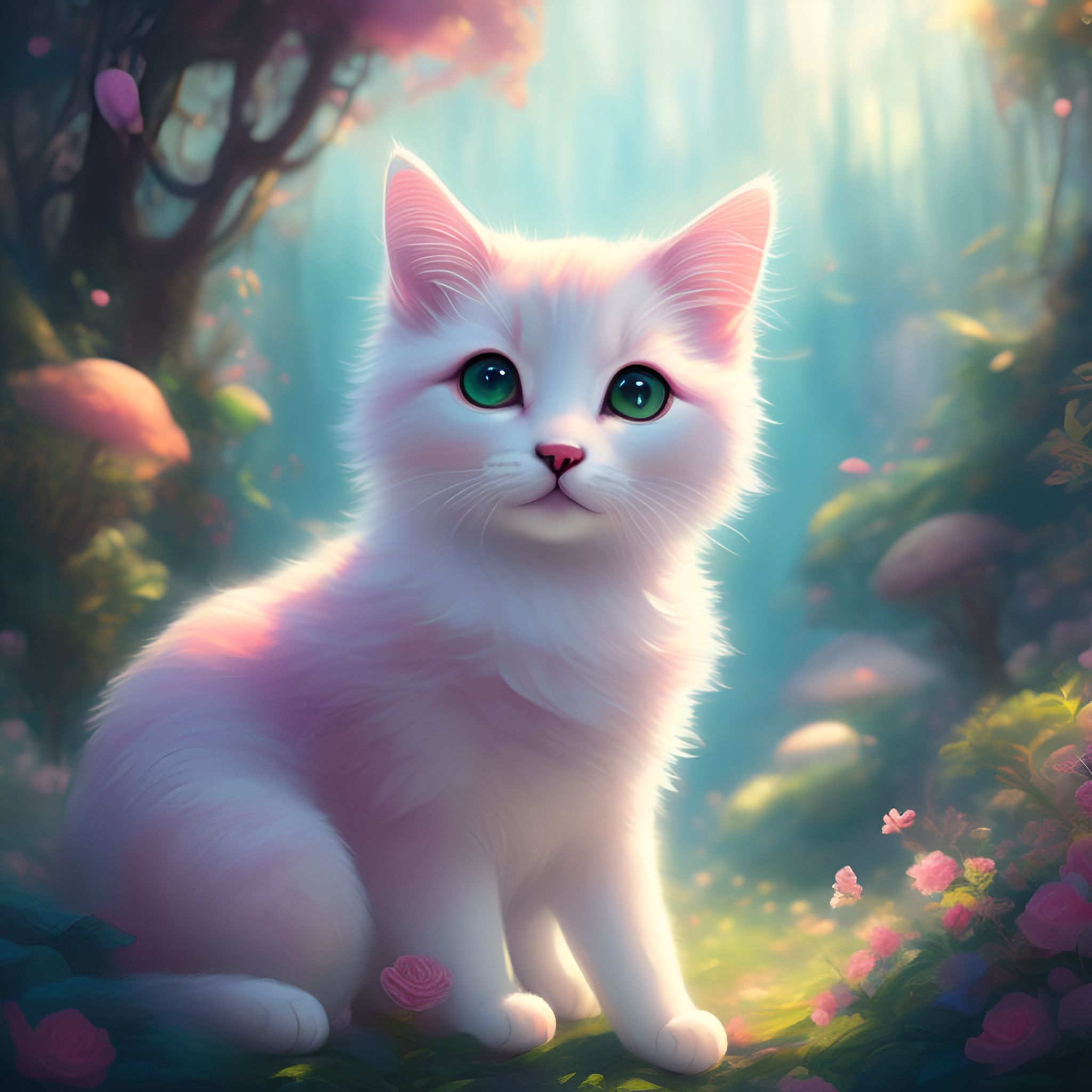 few-mole973: cute cat, in the forest, fantasy, dreamlike, surrealism ...