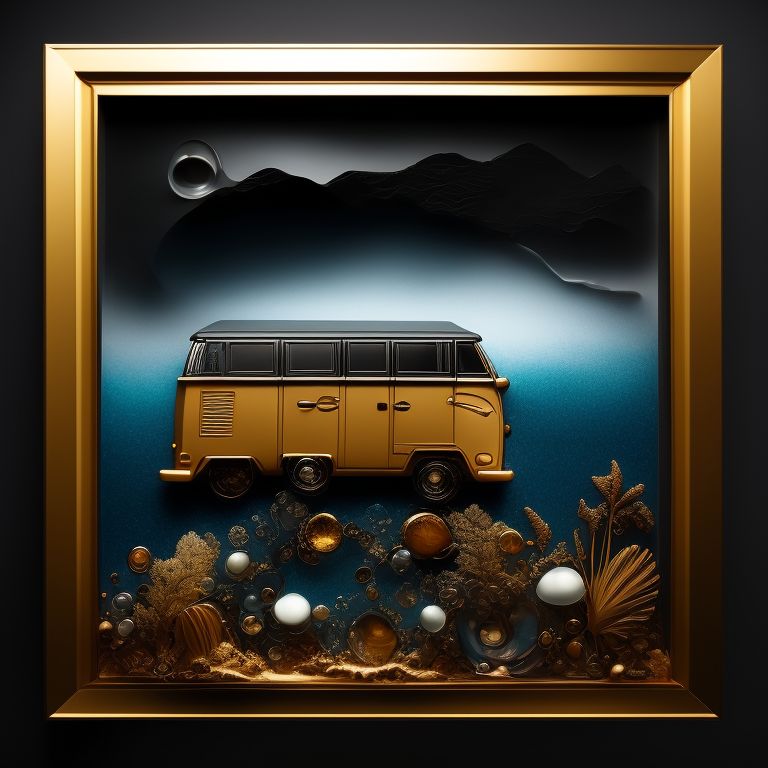 ornate-lion461: VW Bus with a beach scene in the background