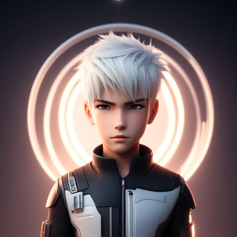 rredlik: portrait of anime boy cyborg, half of the head without skin ...