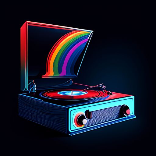 slight-snail503: Vintage record player with sound waves and musical ...