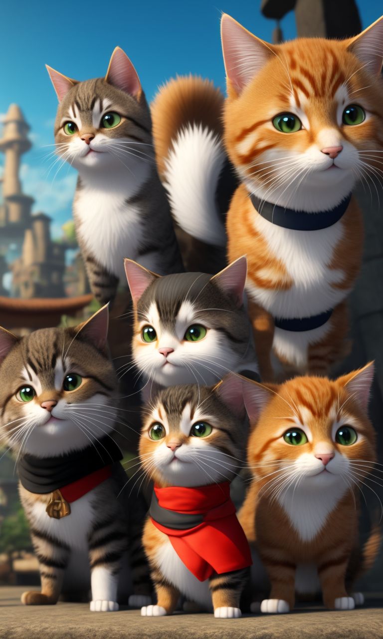Gaston: Imagine a charming cat family inspired by the dynamic and ...