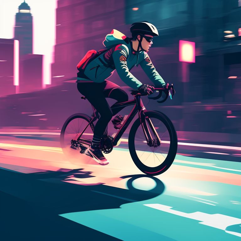 lavish-toad584: A cyclist racing through the streets at dawn.