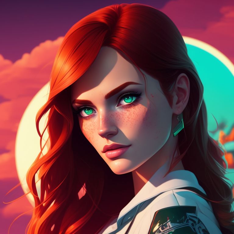 Redhead Green Eyes Art