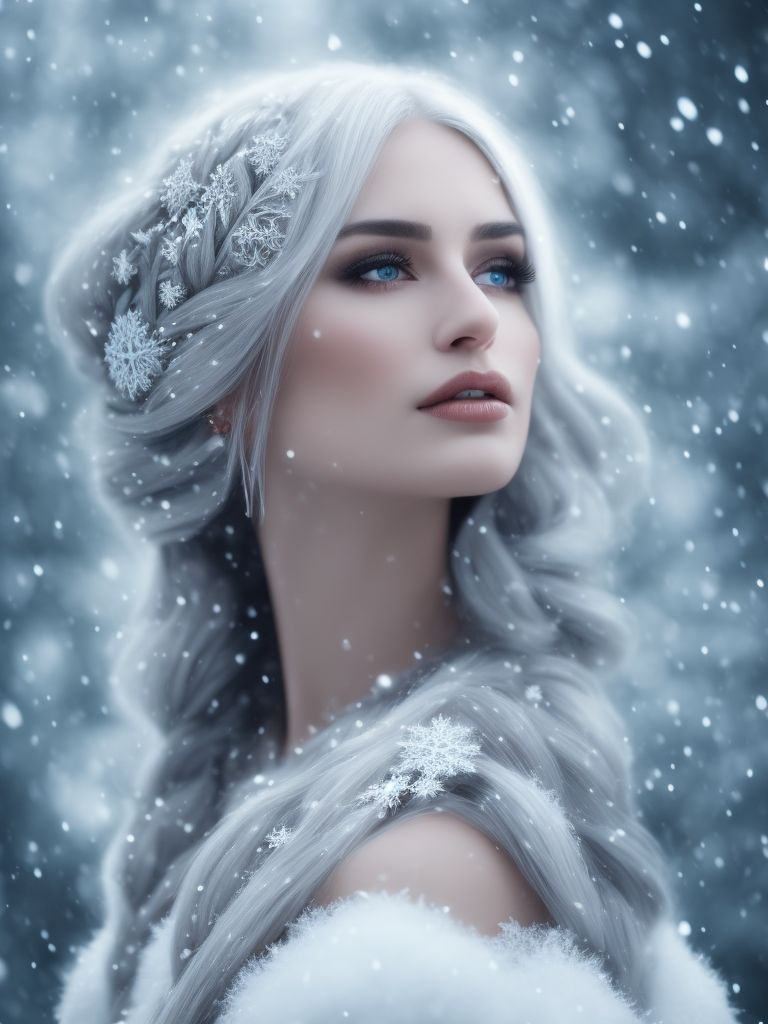 Girl With White Hair In Snow