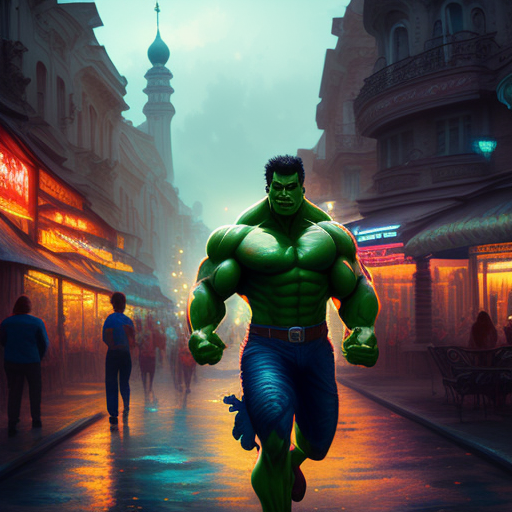 Hulk Running On Buildings