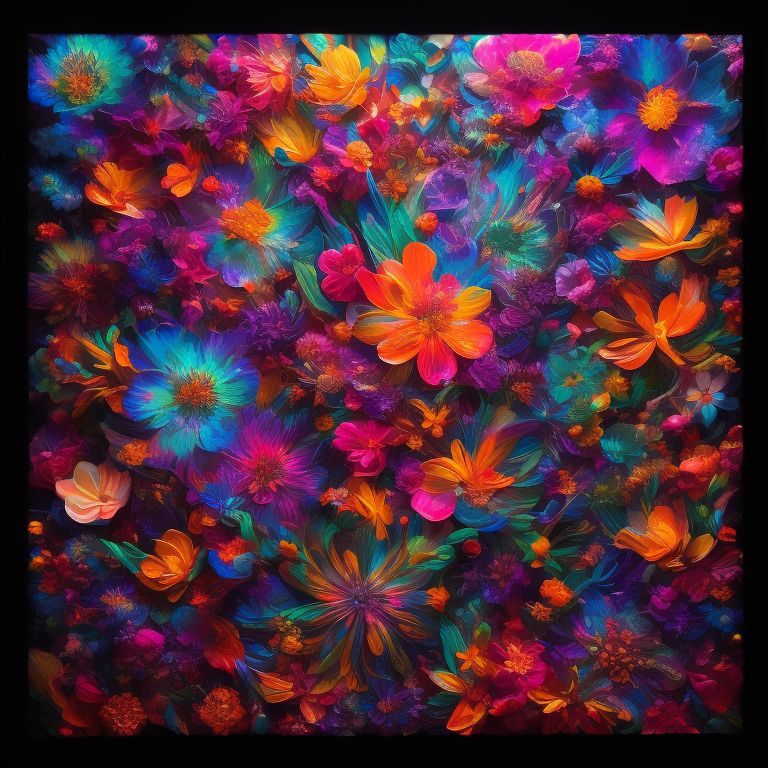 BrunoStarling: exploding photon flowers acrylic paint maximalism