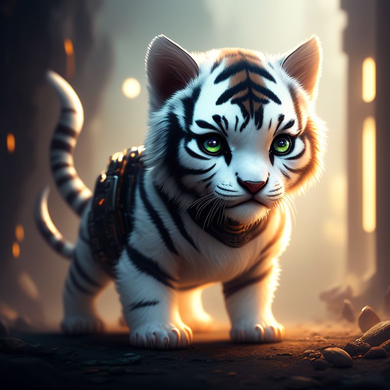 Anime Baby White Tigers