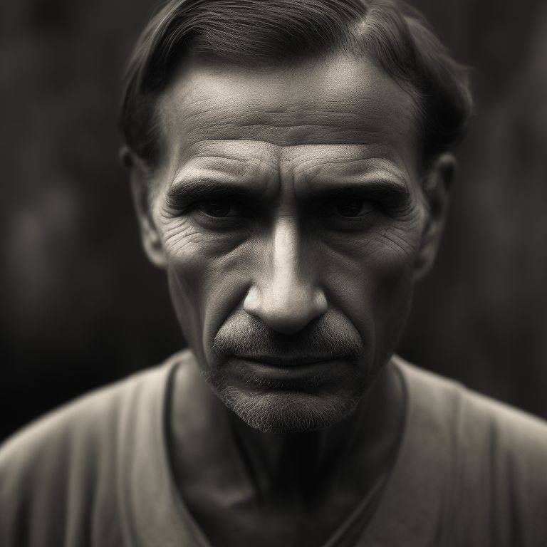 The mysterious man has a serene and peaceful face, radiating an aura of ...