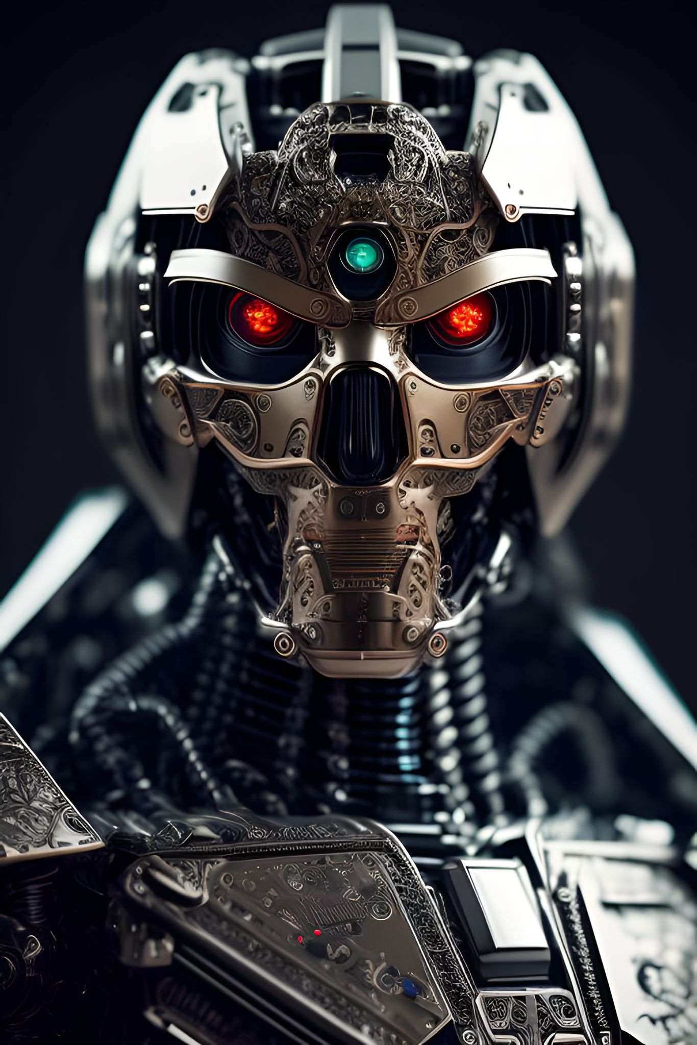 ChangeO: Centered portrait of an ultra detailed Mechanical terminator ...