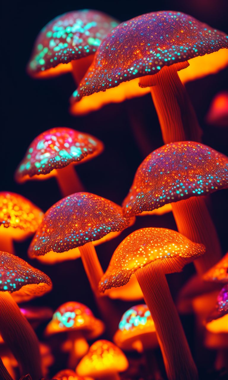 Naglauamorda: Glowing mushrooms, beautiful neon light, and slightly ...