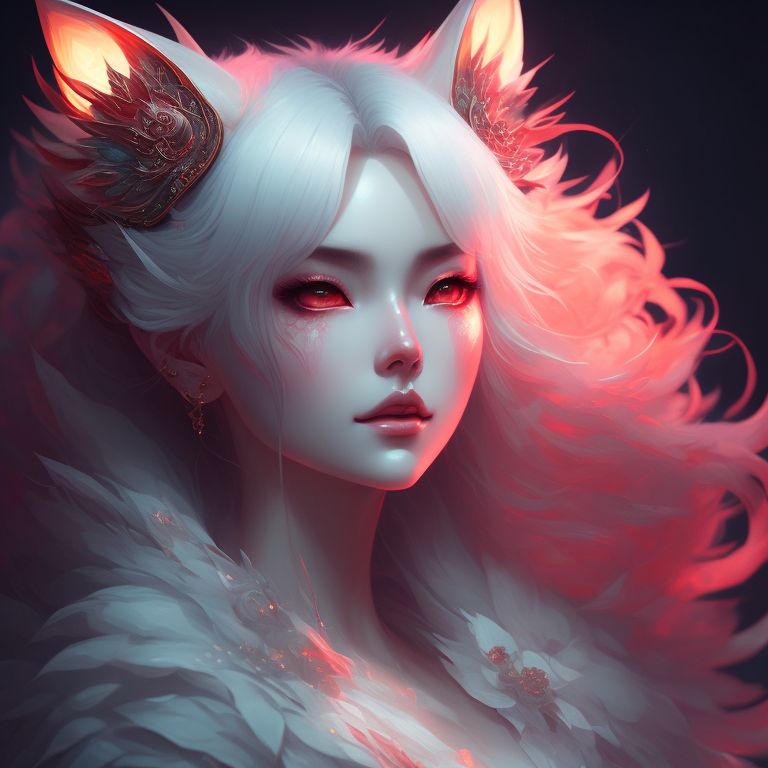guilty-skunk441: Kitsune, white messy hair and fluffy impressive fox ...