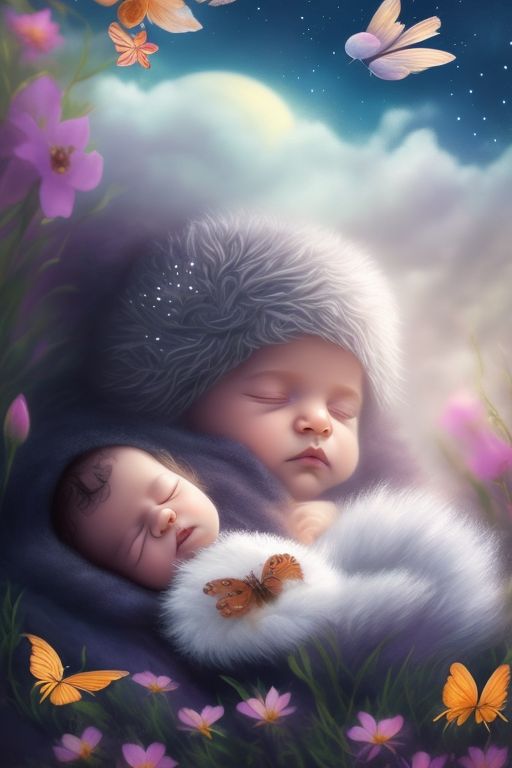 both-tarsier275: baby sleeping, on the cloud, with moon and stars ...