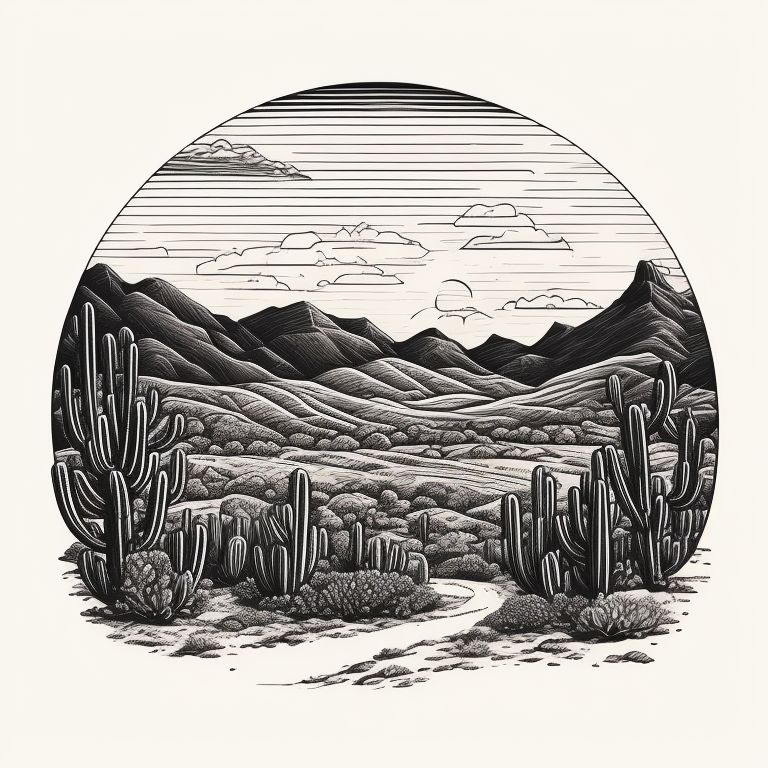 Desert Landscape Drawings