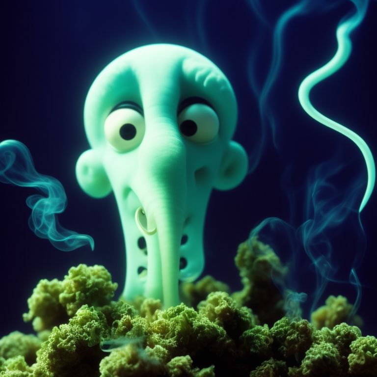 Squidward Smoking Weed