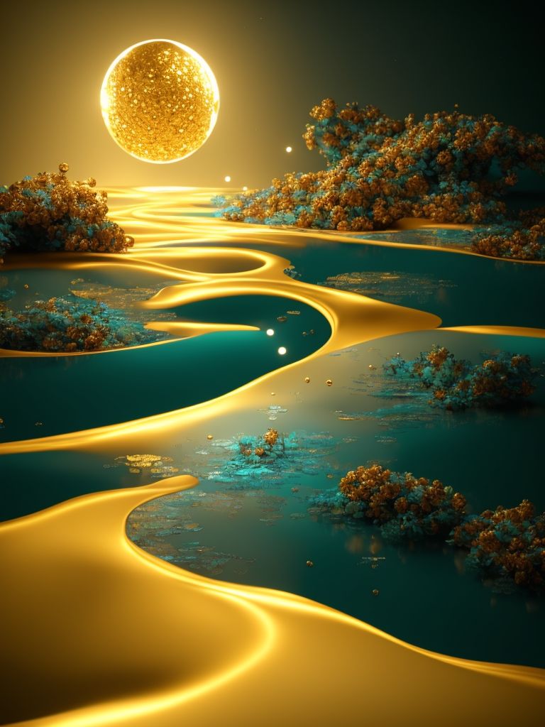zyhzyh: Golden Glacier Surreal complex cg night rendering, transparent ...