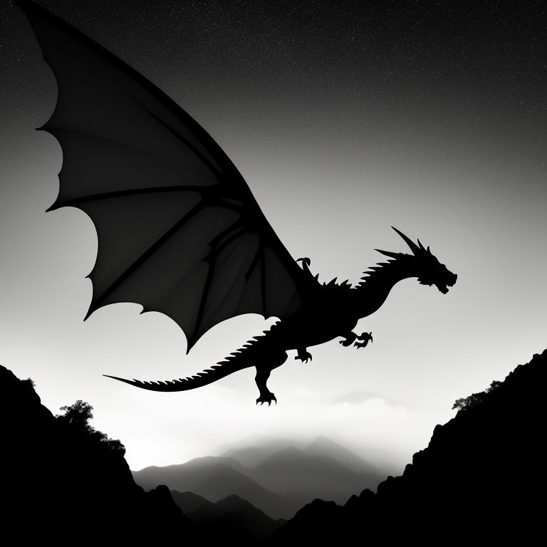 Black And White Dragon Flying