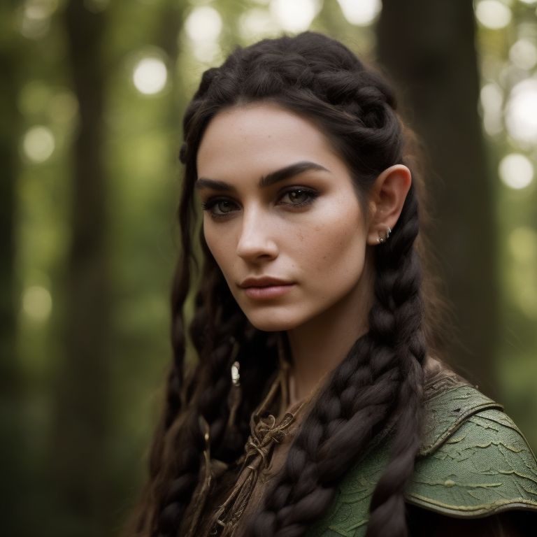 hard-hornet854: she is a female wood elf druid, she has long, wavy ...