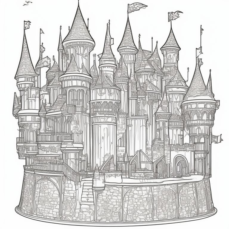 Castle With Moat Coloring Page