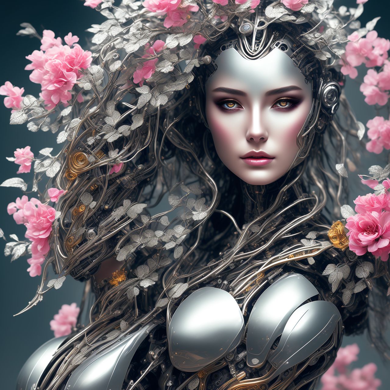 slim-jackal720: female robotic android with silver metallic silver skin ...