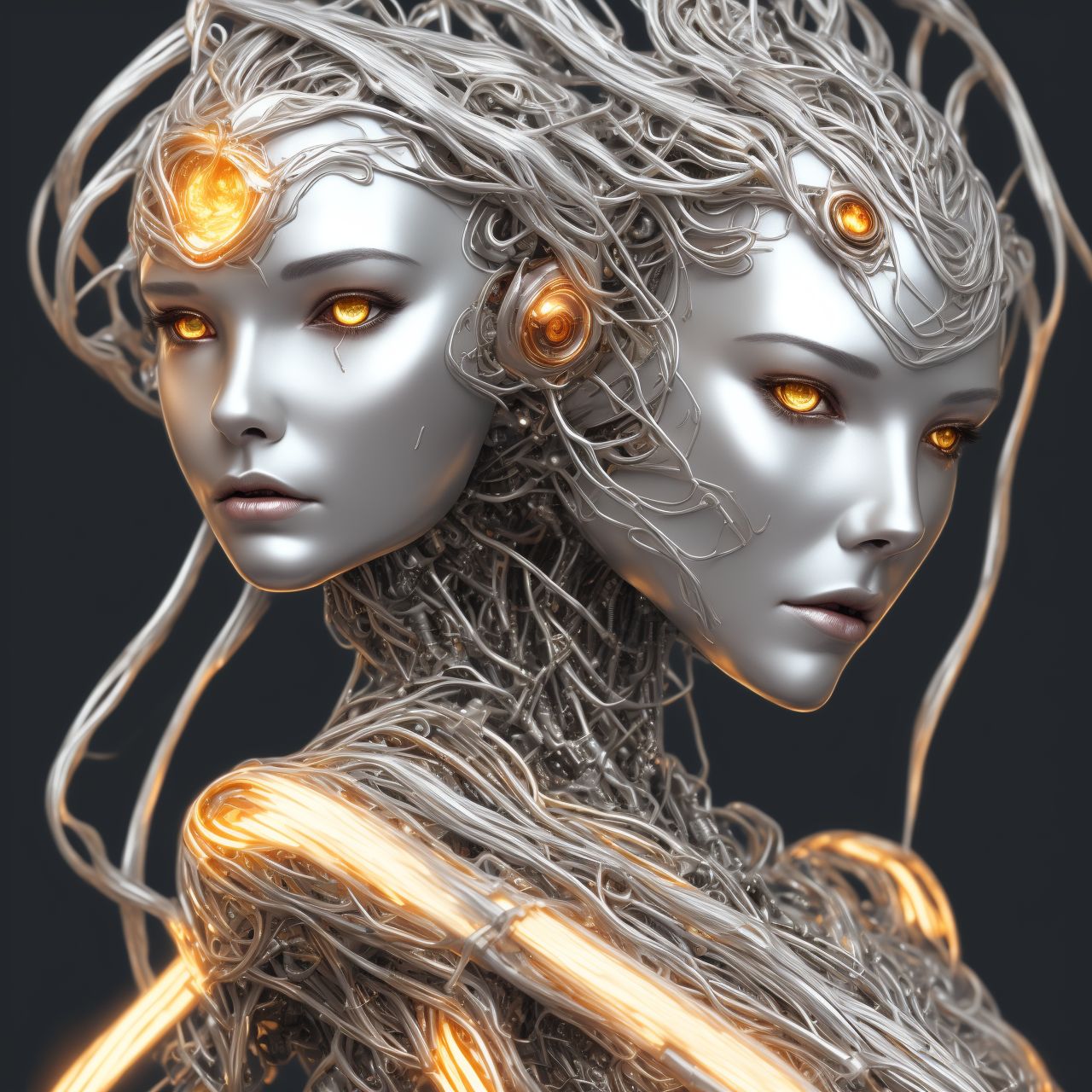 slim-jackal720: ONE female robotic android silver metallic silver skin ...