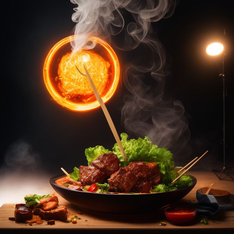 runny-hyena484: a wooden board with meat skewers to the point with ...