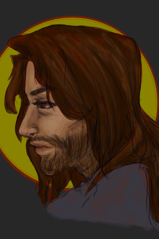 awful-heron438: Strong masculine face human man, with long dark brown ...
