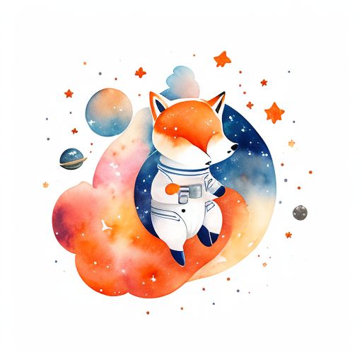 little-finch287: Cute little fox astronaut flying in the space with ...
