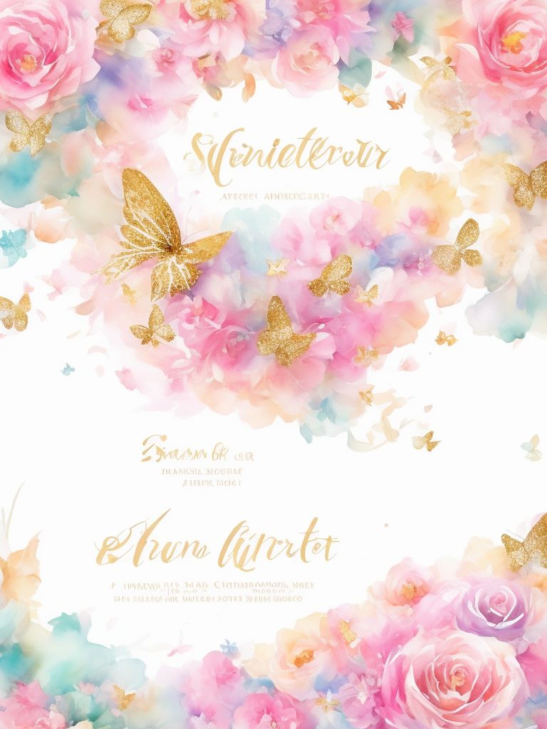 flaky-koala719: glittery butterfly invite, kawaii, pastel colours ...