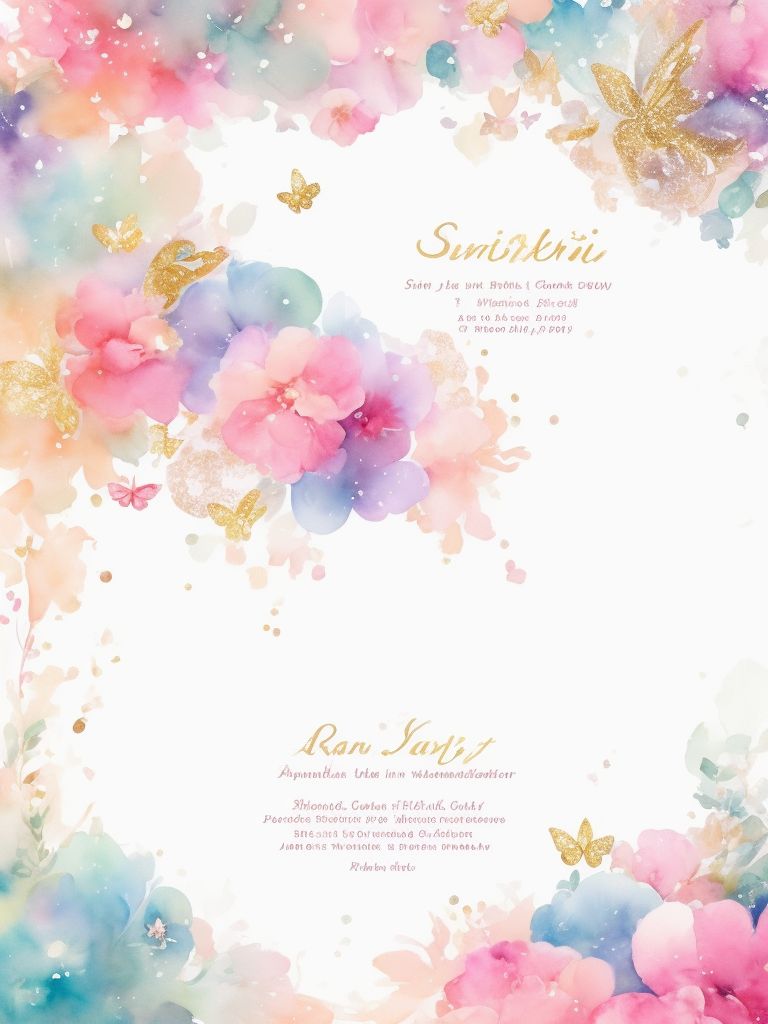 flaky-koala719: glittery butterfly invite, kawaii, pastel colours ...