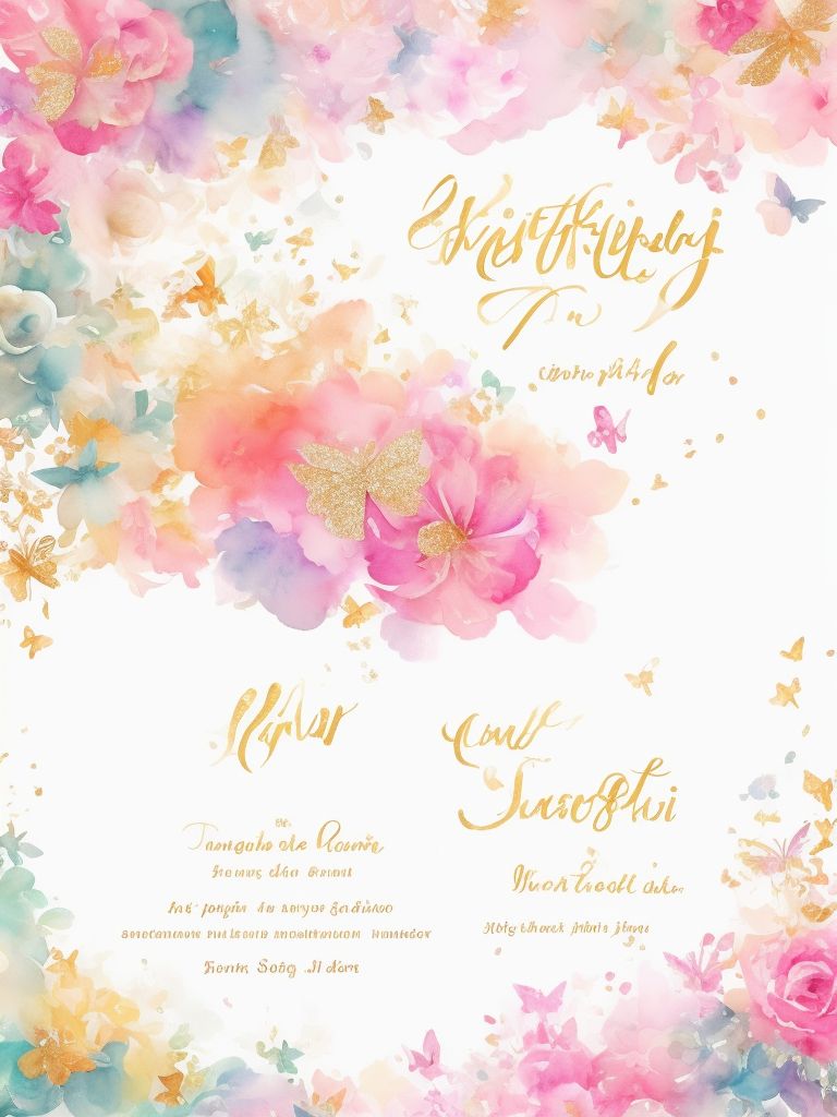 flaky-koala719: glittery butterfly invite, kawaii, pastel colours ...