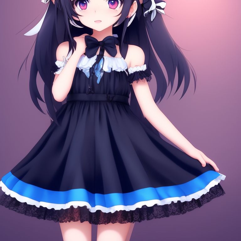 Mad Goshawk228 Anime Girl Black Hair Blue Eyes Cat Ears And Cute Drees
