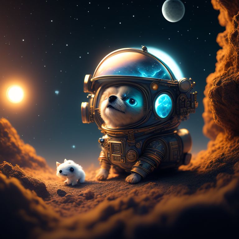 unknown-duck11: Tiny,cute dog wearing astronomical suit and sitting in ...
