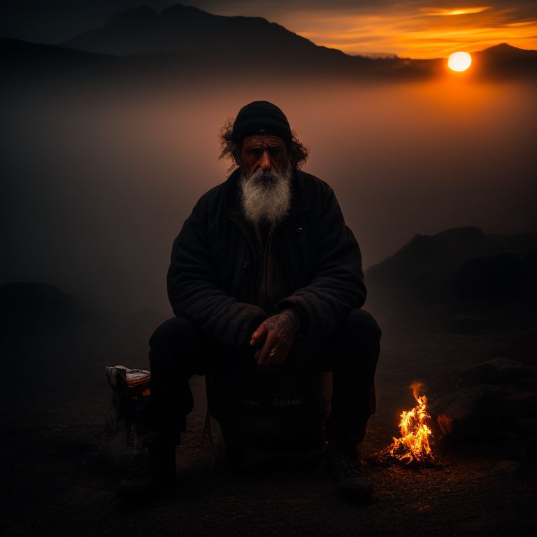 moral-turtle525: 50 year old sad hobo without family, sitting by a ...