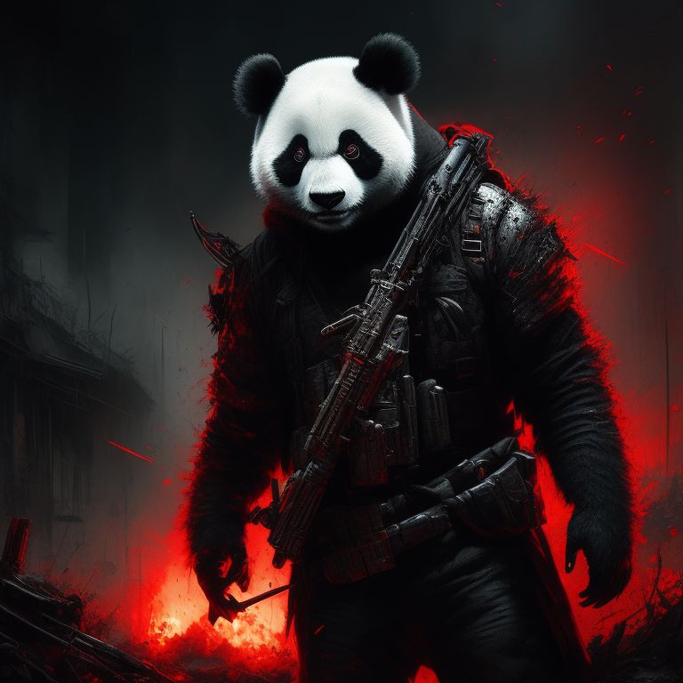 MARTHE: Zombie panda, défiguré dégoulinant de sang bien rouge