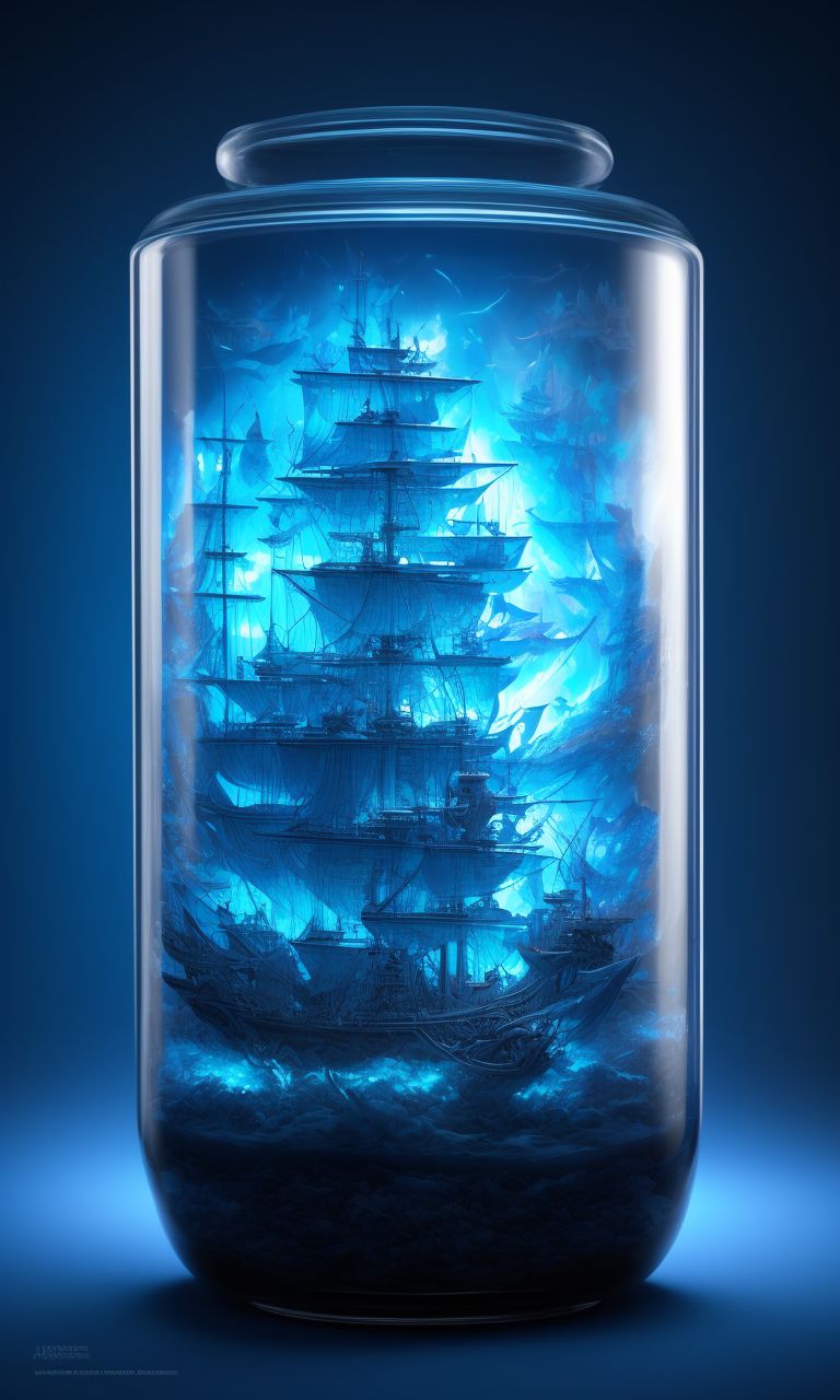 drafty-shrew643: A pirate ship inside a glass jar