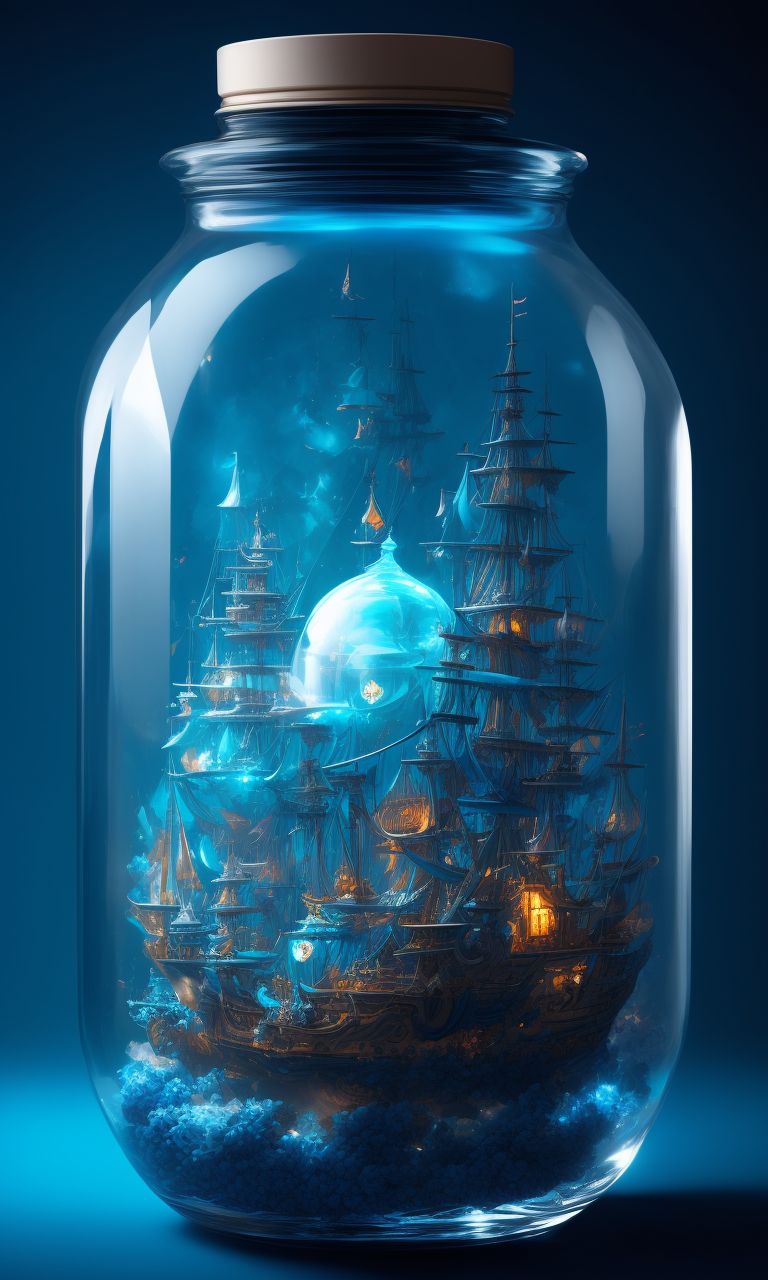 drafty-shrew643: A pirate ship inside a glass jar