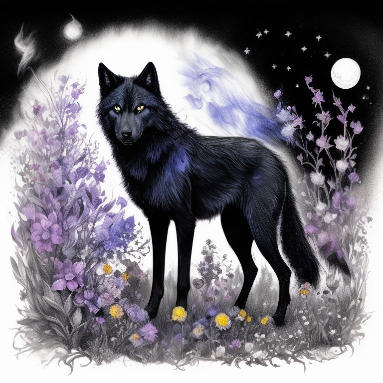 Black Wolf Pencil Drawing