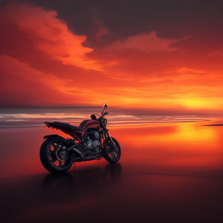 Couple On Motorcycle Sunset