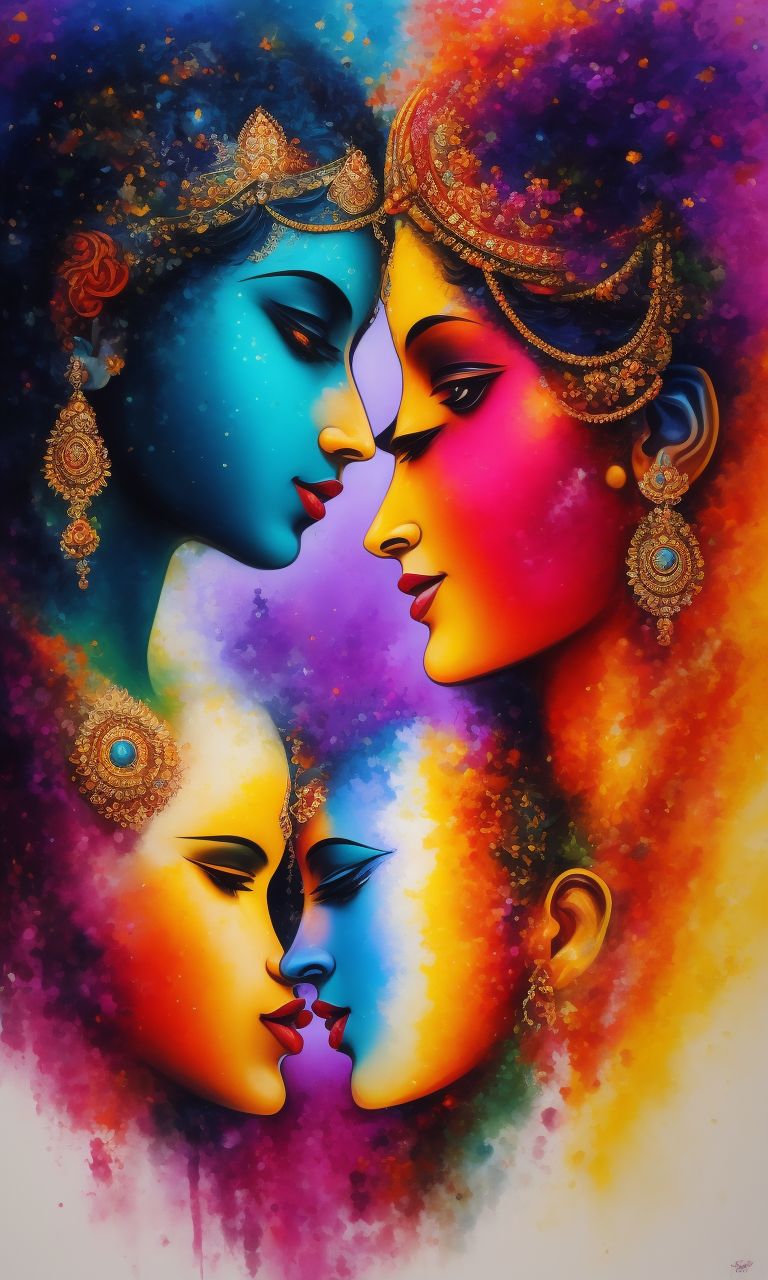 Radha Krishna Love Paintings Abstract