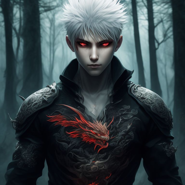 Anime Guy With Red Eyes And White Hair